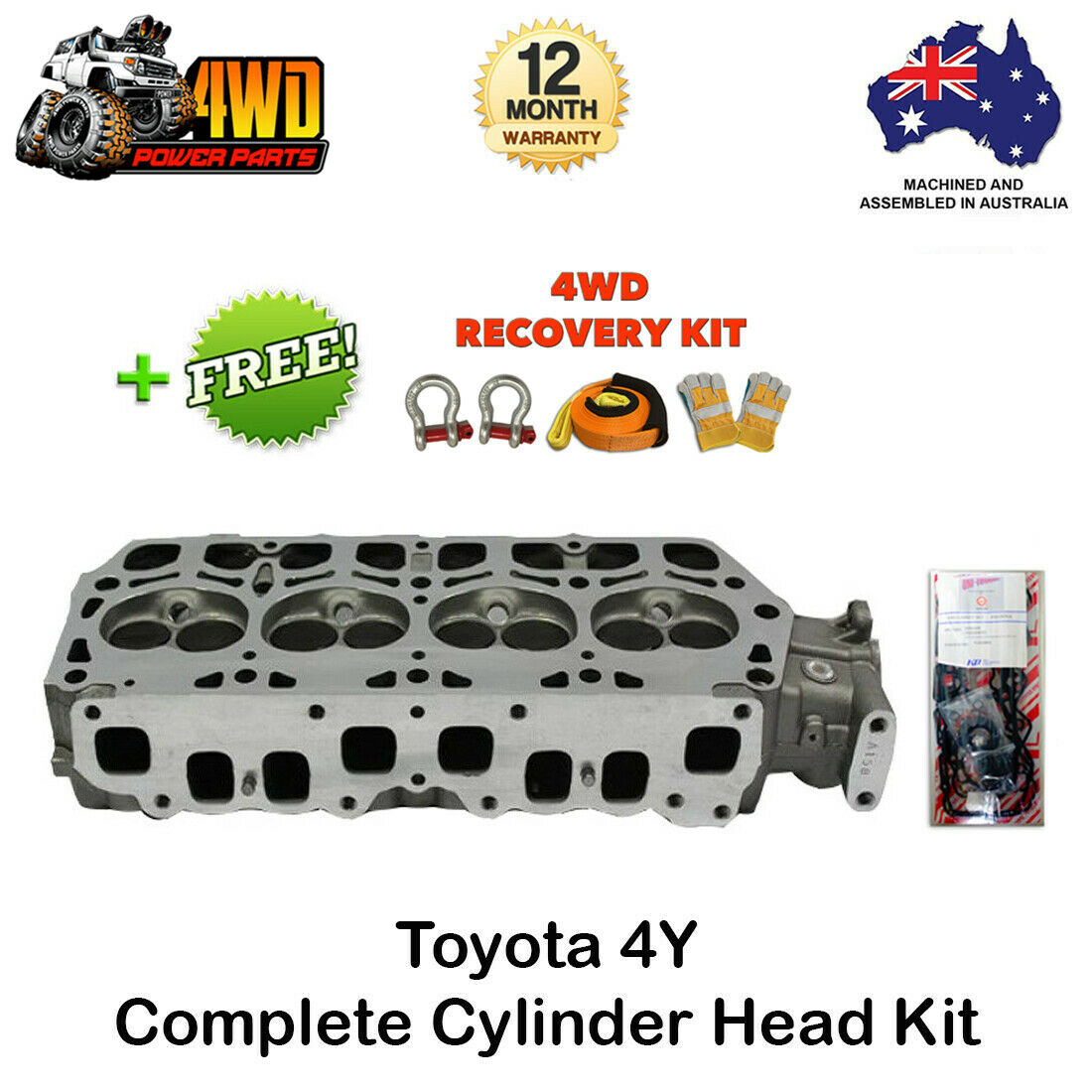 Toyota 4Y Hilux Hiace Cylinder Head Kit 4 Cyl 8V with VRS Gasket + Rec ...